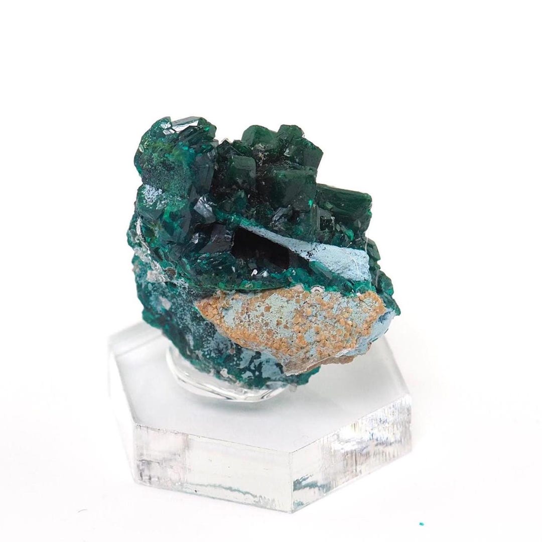 Raw Dioptase Crystal With Plancheite – DR Congo Mineral Specimen (22mm ...