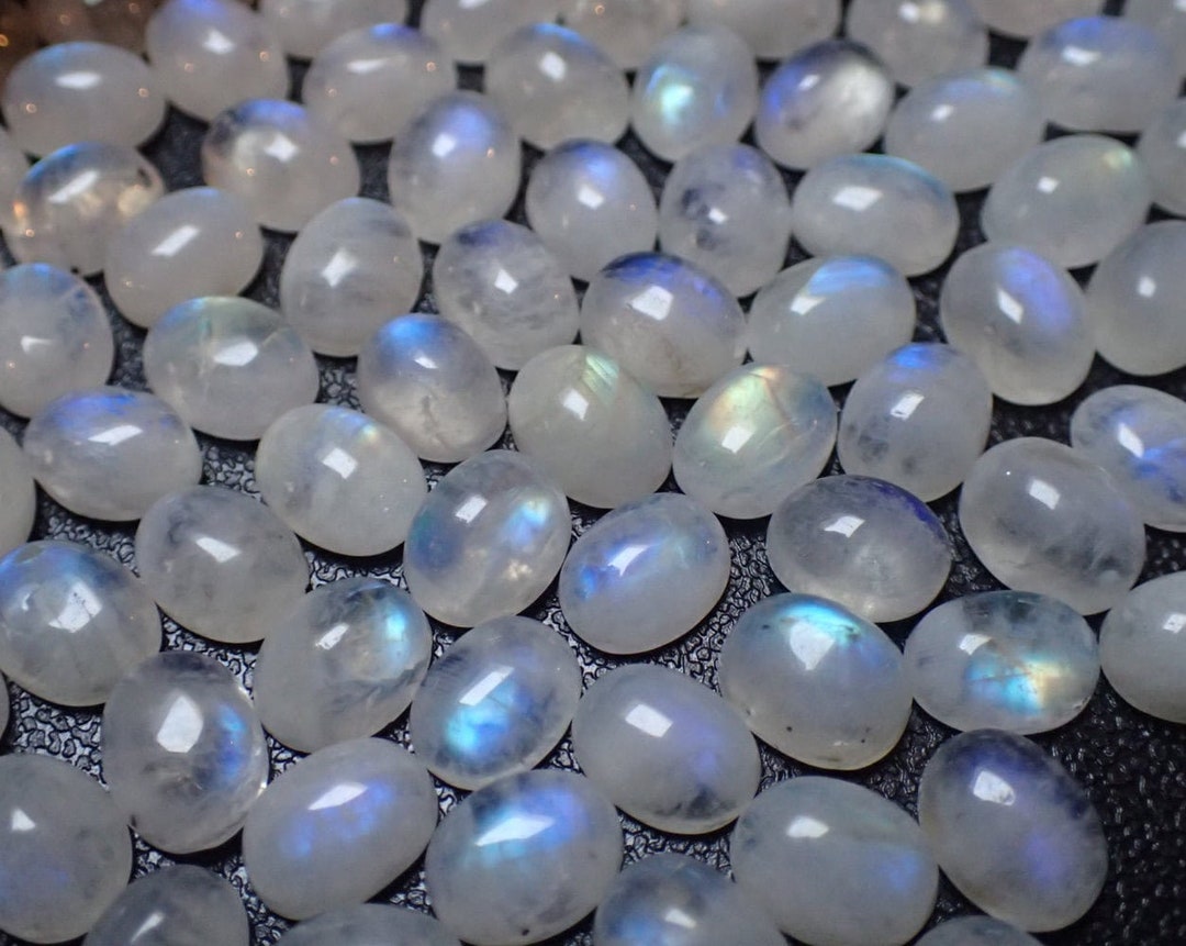 Oval Moonstone Cabochon With Flash: Natural Loose Stone for Jewelry ...