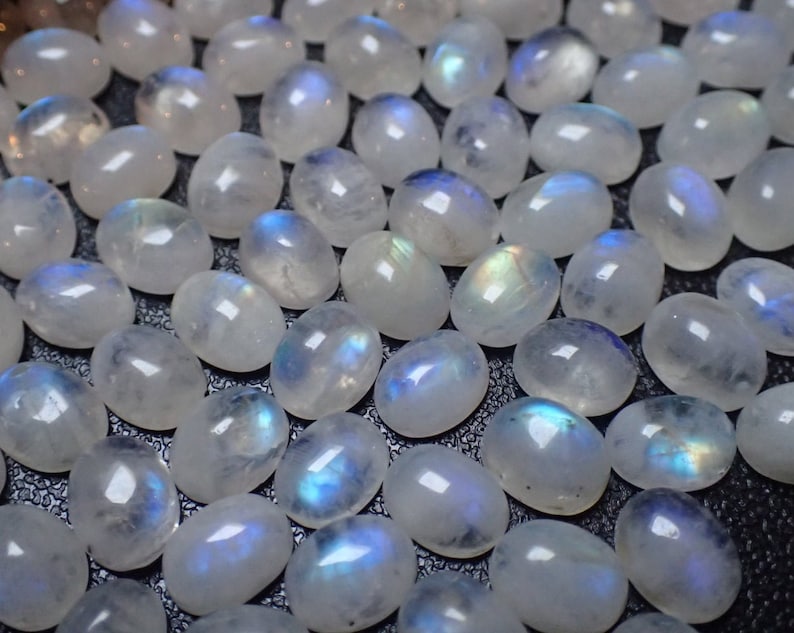 Oval Moonstone Cabochon With Flash: Natural Loose Stone for Jewelry ...