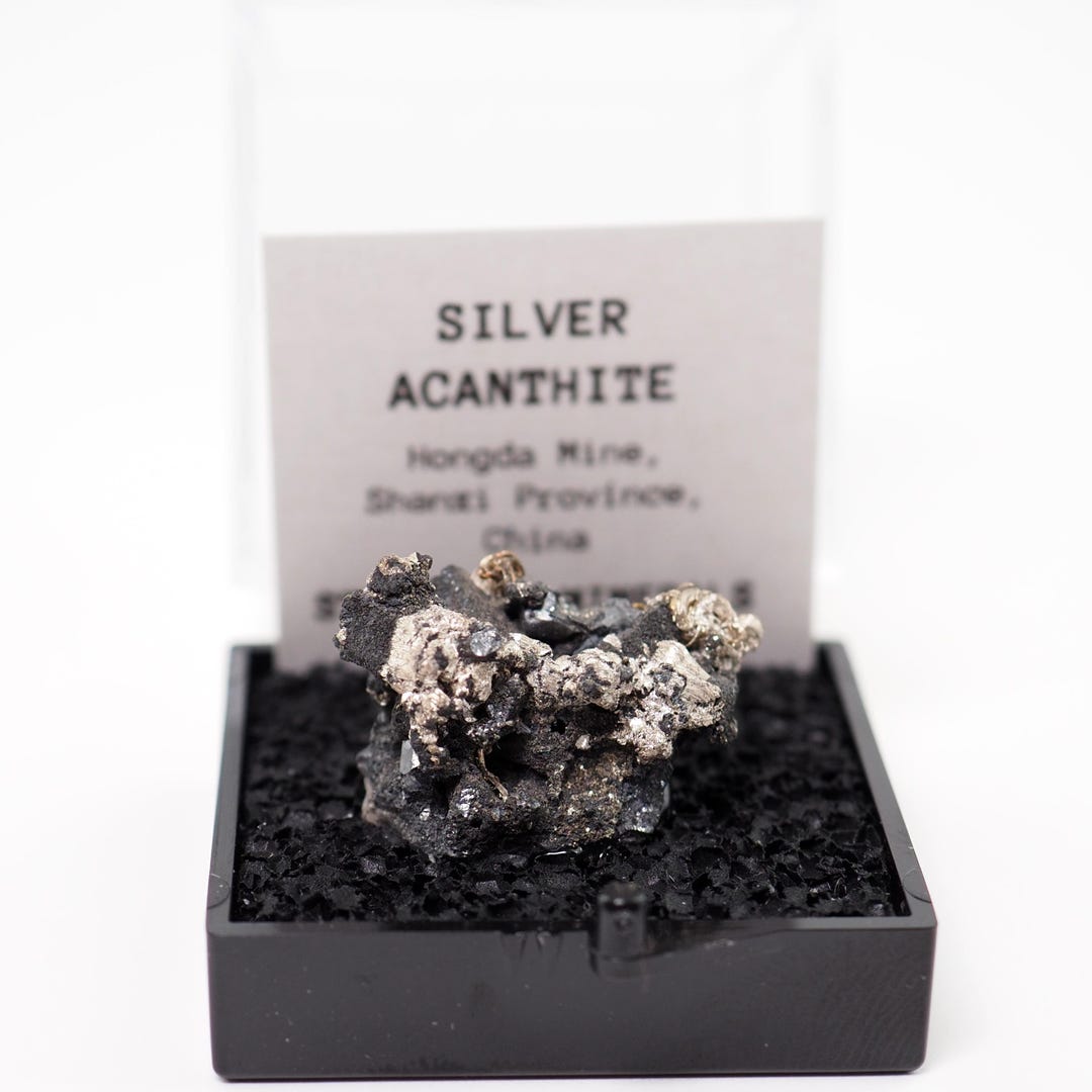 Silver and Acanthite Thumbnail Mineral Specimen Perky Box - Etsy