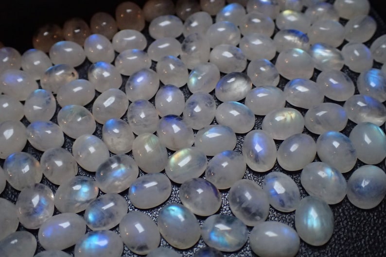 Oval Moonstone Cabochon With Flash: Natural Loose Stone for Jewelry ...