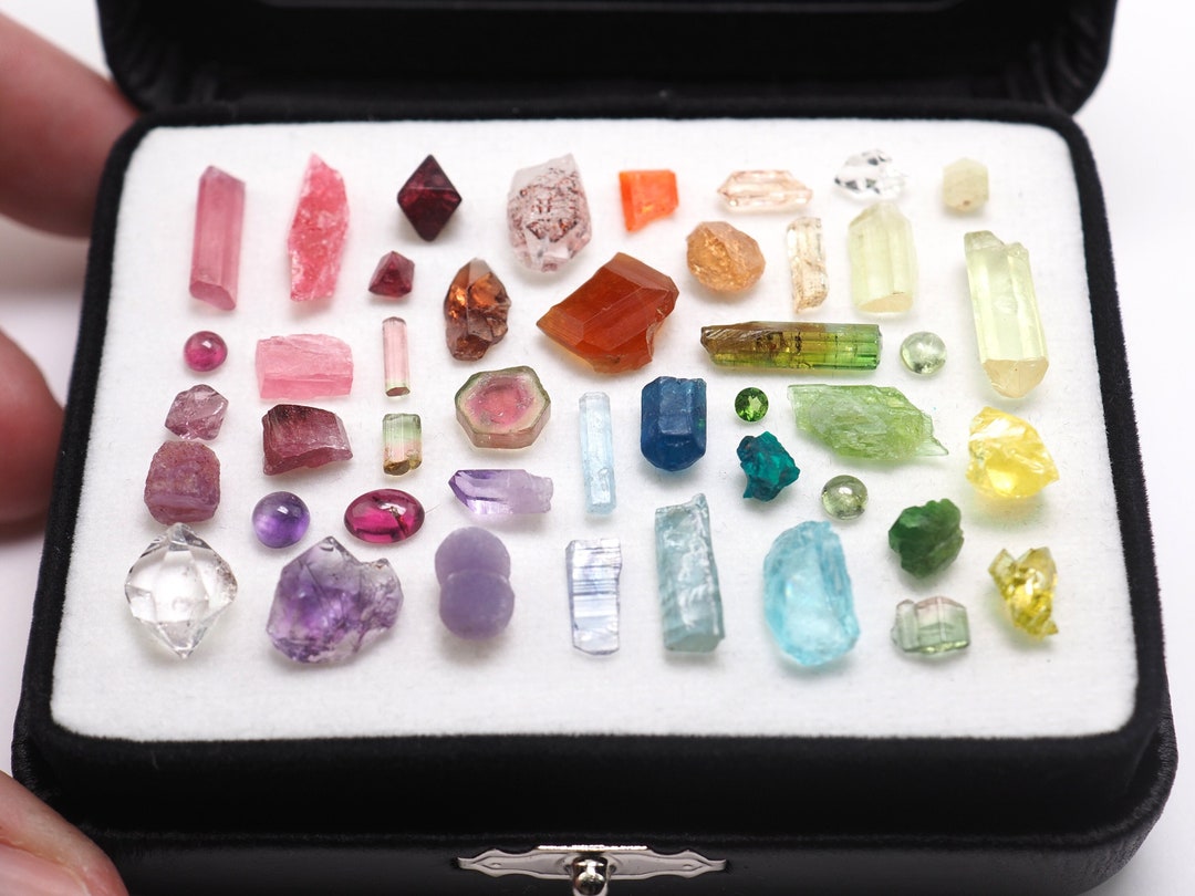 44pc Spectrum Raw Gemstone Rainbow Crystal Set: Tourmaline, Ruby ...