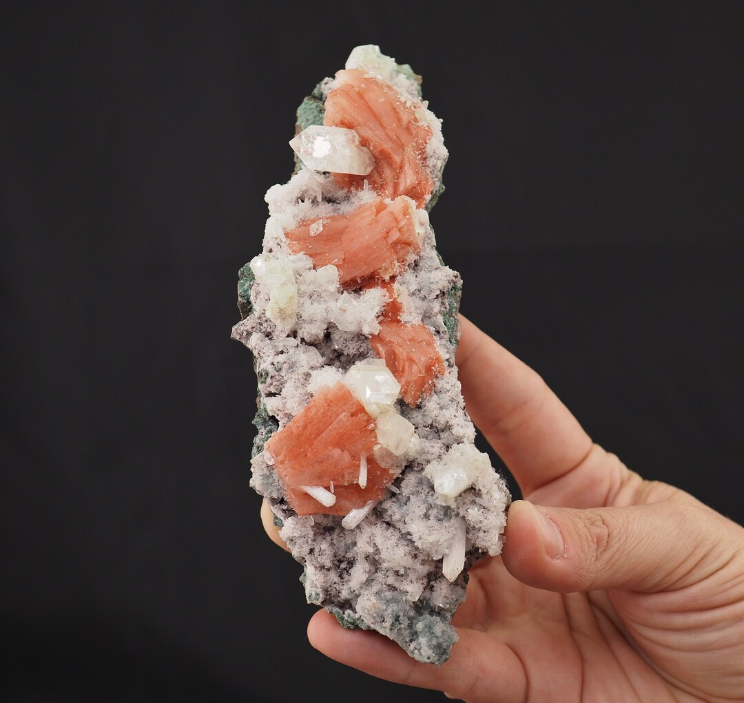 Apophyllite and Stilbite Crystals on Matrix Mineral Specimen From India 242gm / 150mm X 60mm X ...