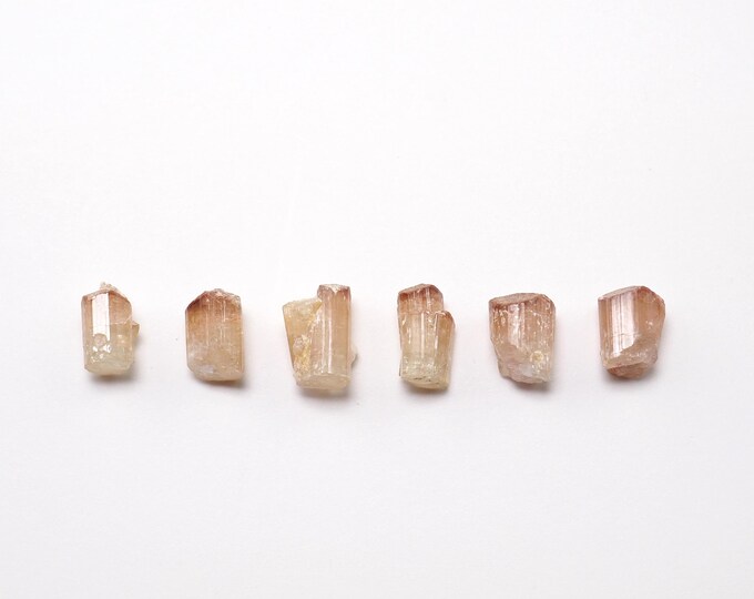 6 Tourmaline Crystals Raw Stone Natural Gem Yellow Pink Crystal Set ...