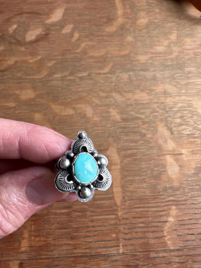 Blue Turquoise Artisan Rings, Rustic Texture Band, Solid STERLING ...