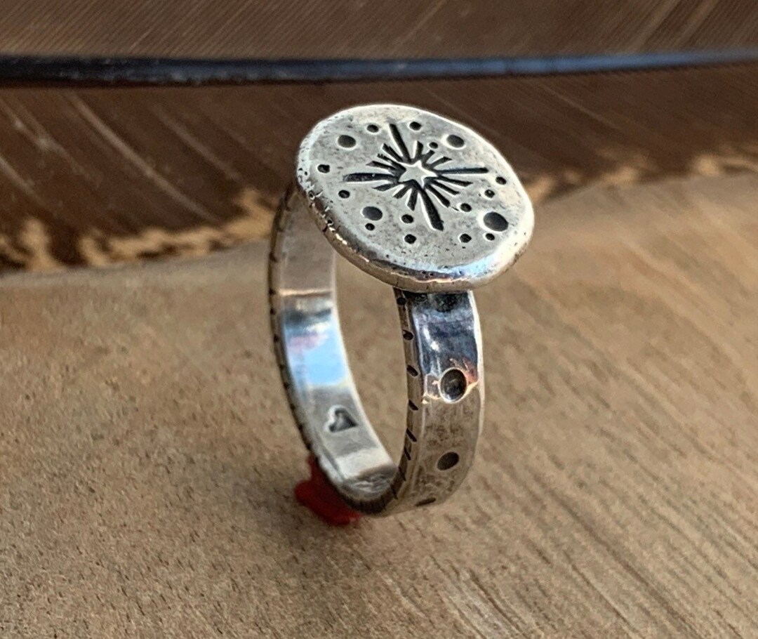 Size 6.25, STERLING Silver Night Skye Ring, Silversmith, Hand Forged ...