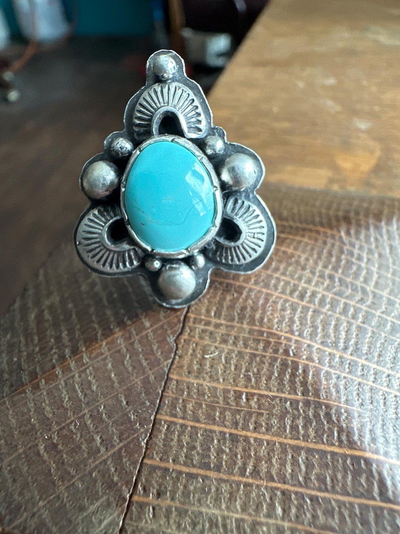 Blue Turquoise Artisan Rings, Rustic Texture Band, Solid STERLING ...