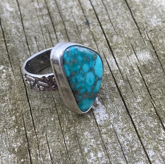Blue Turquoise With Pyrite Inclusions Texture Band Gift for | Etsy