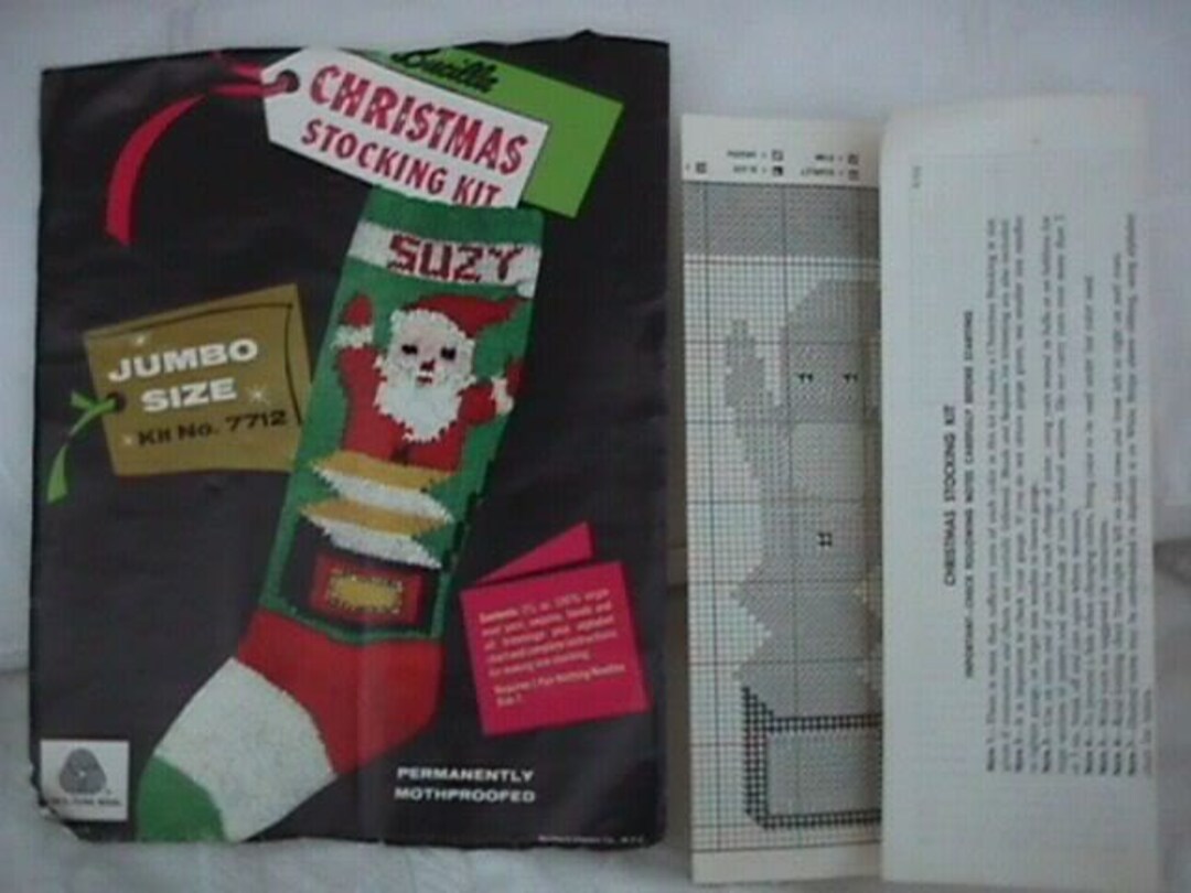 Vintage Knit Christmas Santa Stocking COPY of Pattern 60's 70's Jack in ...