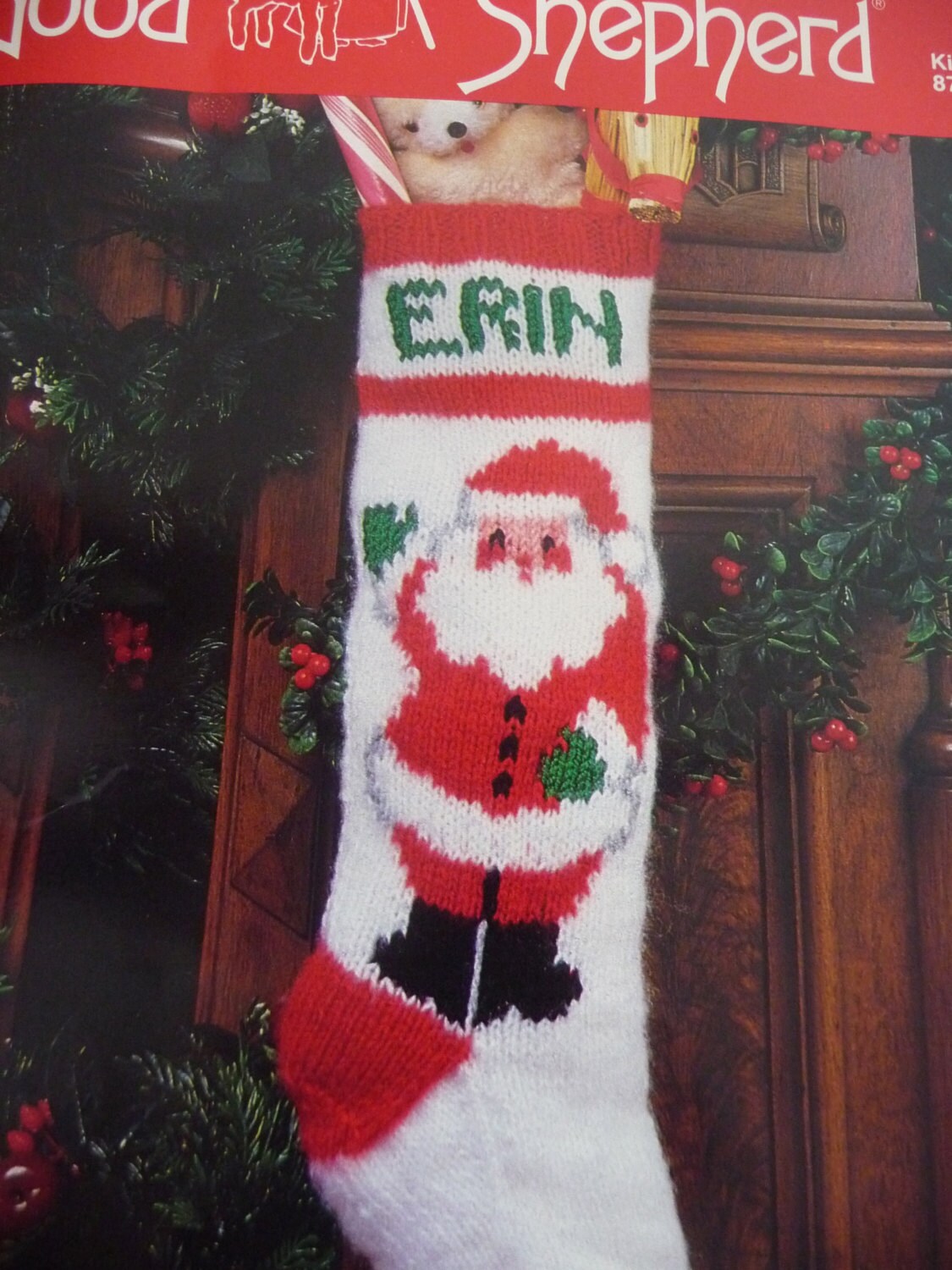 Vintage Knit Christmas Santa Stocking COPY of the Pattern of Santa ...