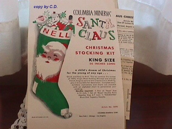 Vintage Knit Christmas Santa Stocking Pattern COPY 60's | Etsy
