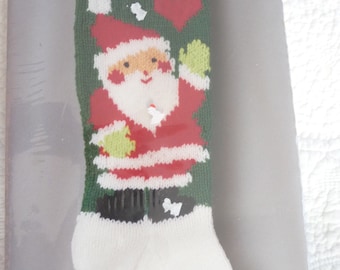 Vintage Knit Christmas Santa Stocking Pattern 60's | Etsy