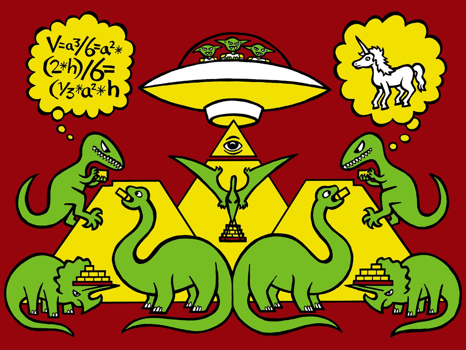 Dinosaurs Building Pyramids Screen Printed Poster 18x24 - Etsy