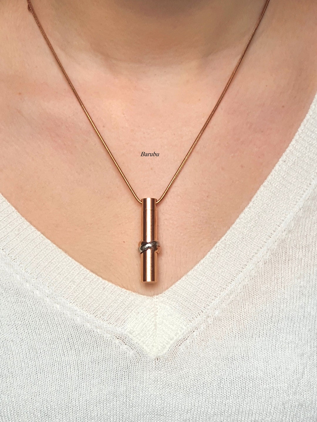 Rose Gold Tube Necklace, Engraved Perfume Diffuser, Keepsake Memorial ...