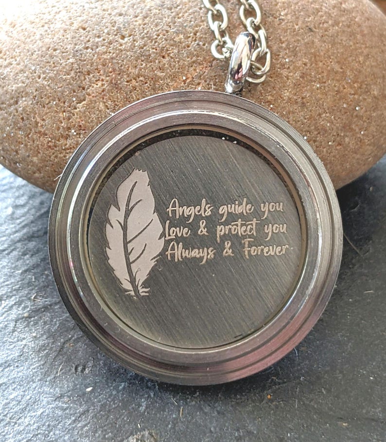 Personalised Stainless Steel Floating Locket Necklace, Engravable Plate ...