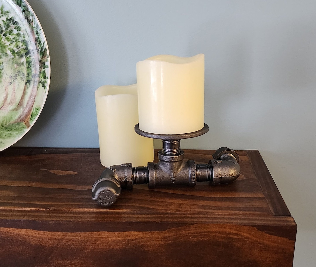 Industrial Pipe Candle Holders | Steampunk Industrial Modern | Rustic ...