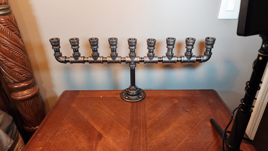 Industrial Pipe Menorah – 9 Candle Hanukkah Lamp, Rustic Industrial ...
