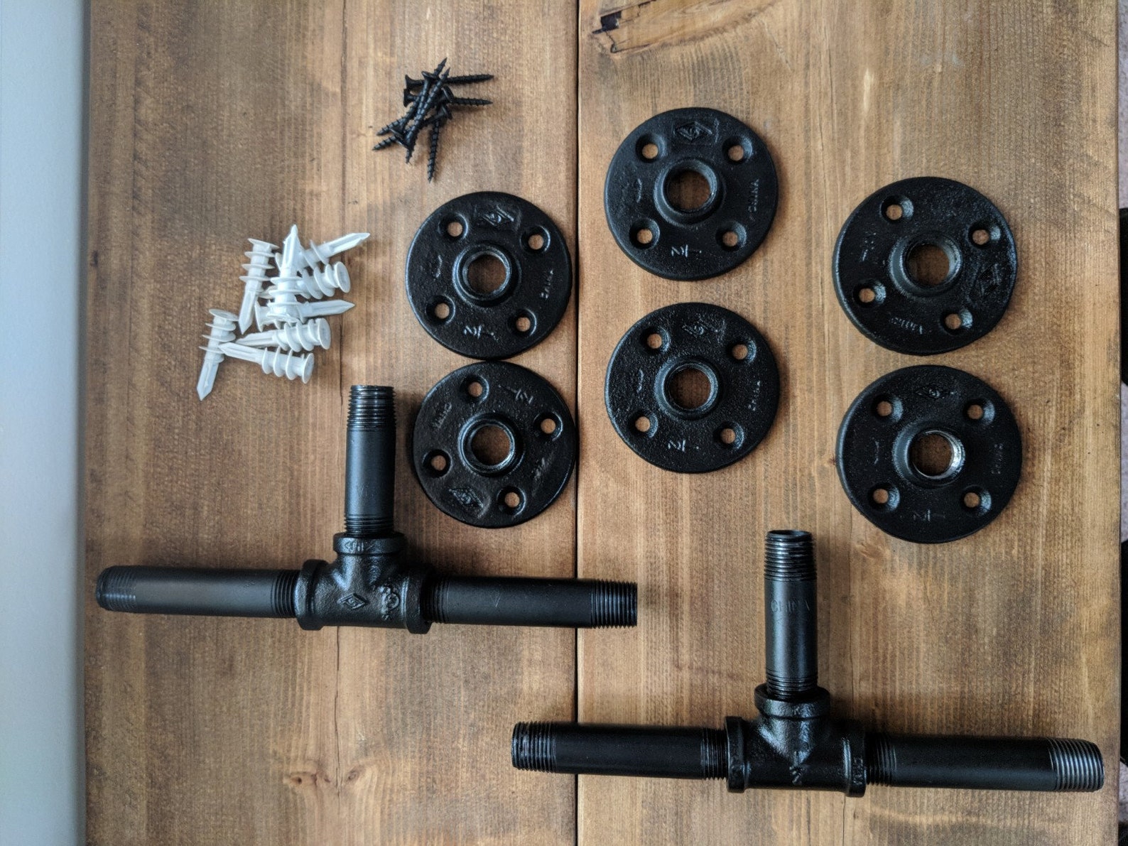 Rustic Iron Industrial Pipe Shelf Bracket - Etsy
