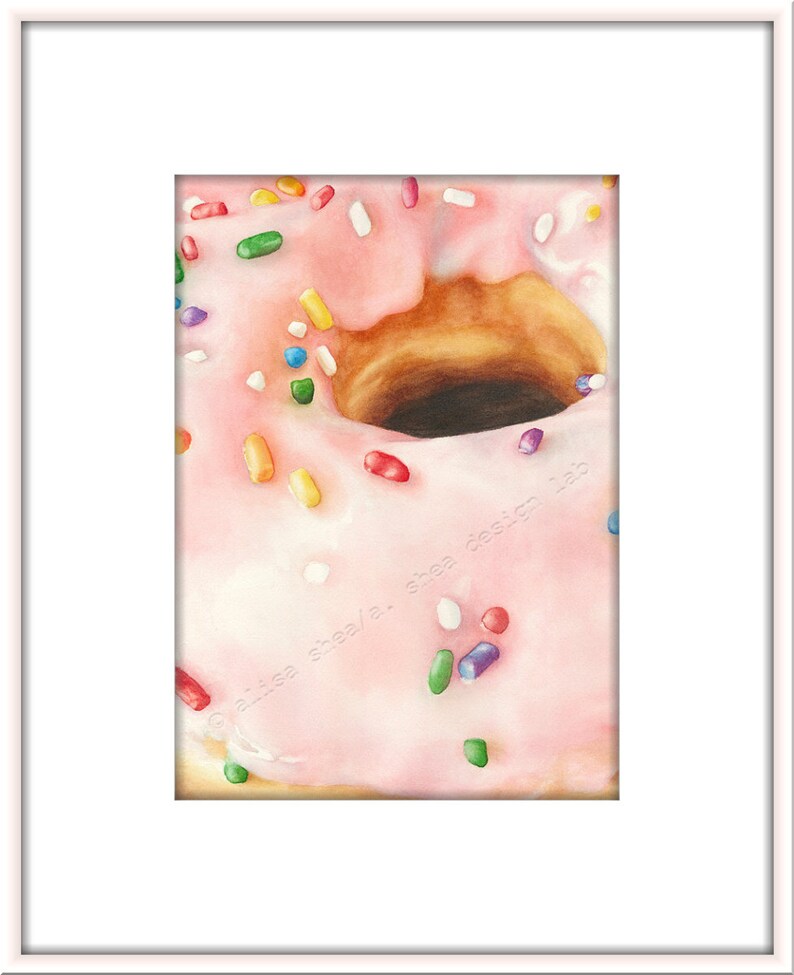 Pink Frosting Donut Watercolor PAINTING Rainbow Sprinkles - Etsy