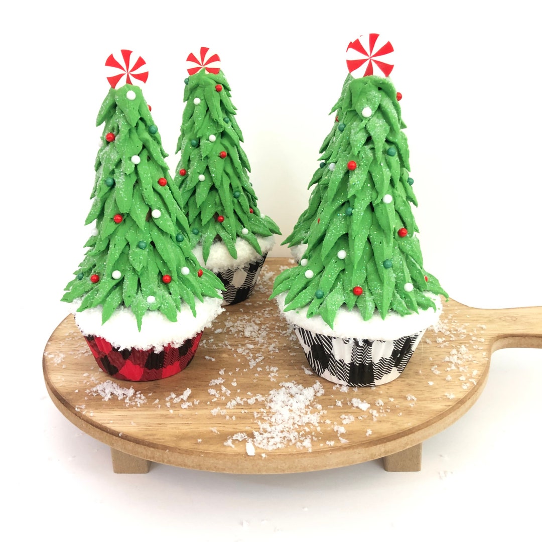 Fake Cupcakes, Christmas Tree Cupcake, Fake Food, Christmas Tiered ...