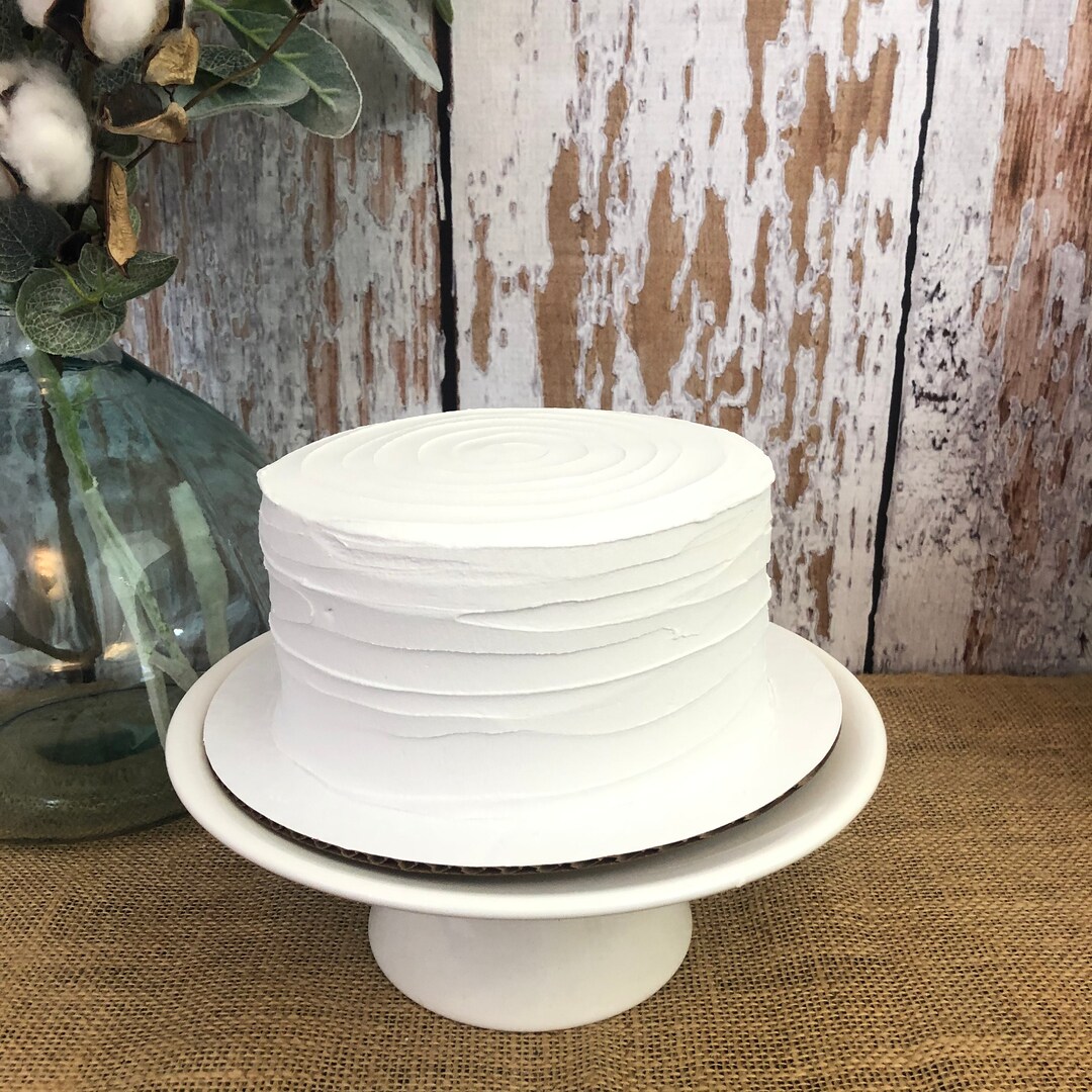 White Fake Cake 8 Inch Round With Ridged Icing Fake Food Prop Faux Cake ...