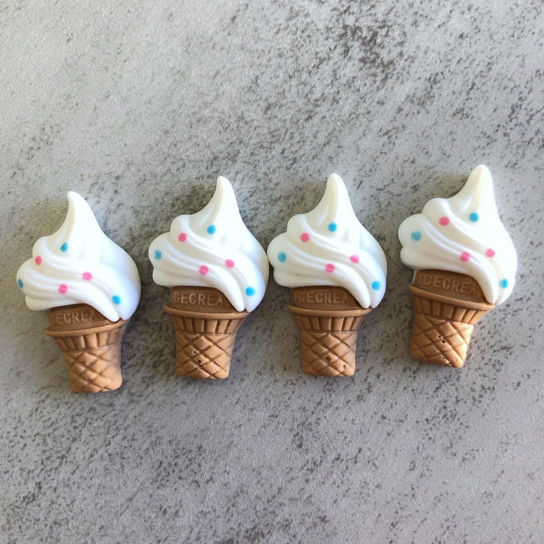 Fake Ice Cream Cone Cabochon, Flat Back Charm, Kawaii Cabochon, Fake ...