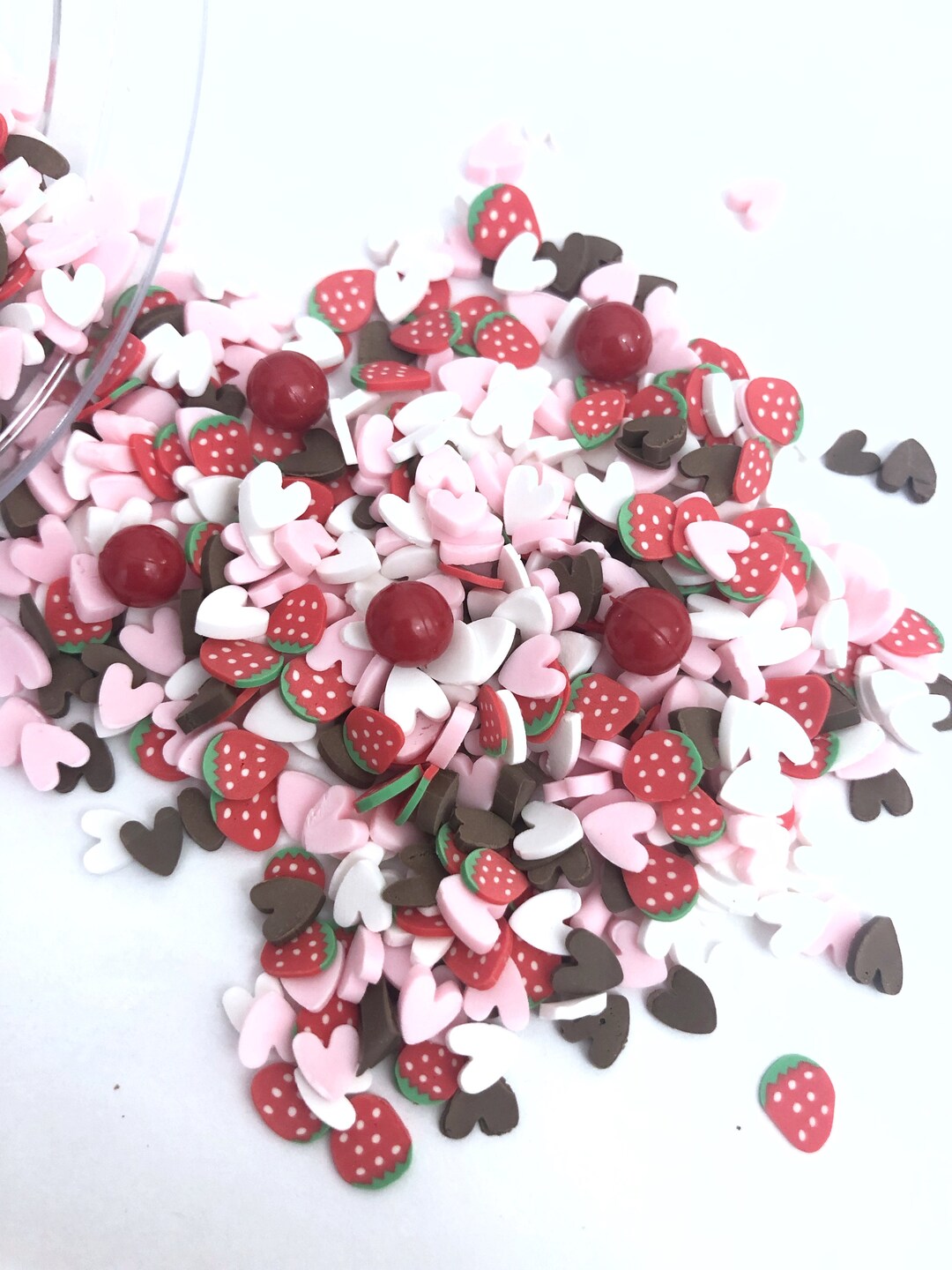 Valentine Faux Sprinkle Mix, Strawberry Heart Polymer Clay Slices - Etsy