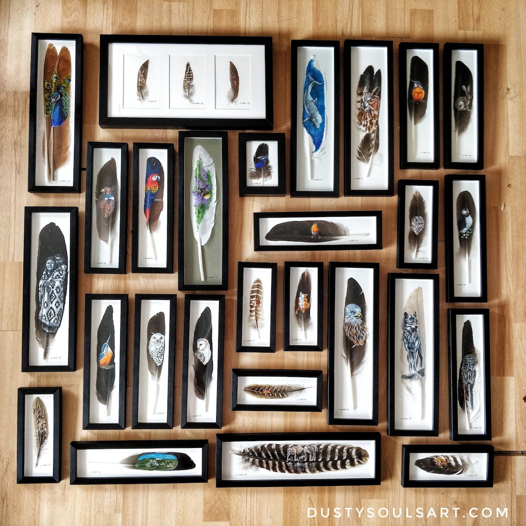 Hand Painted Feather Art Commission, Custom Design to Order. Feather ...