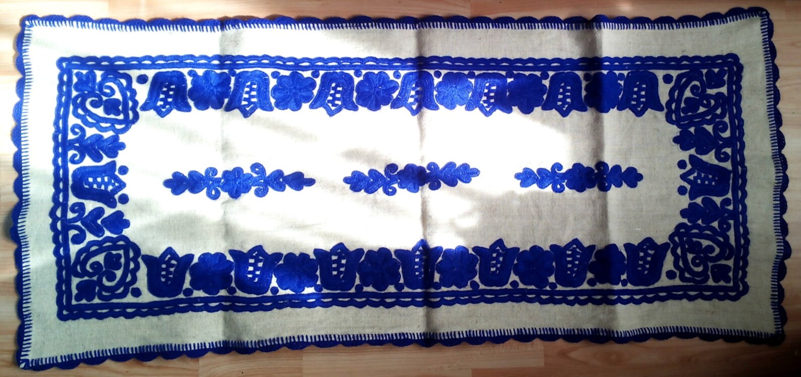 Traditional Transylvanian Hand Woven Linen Hand Embroidery Royal Blue ...