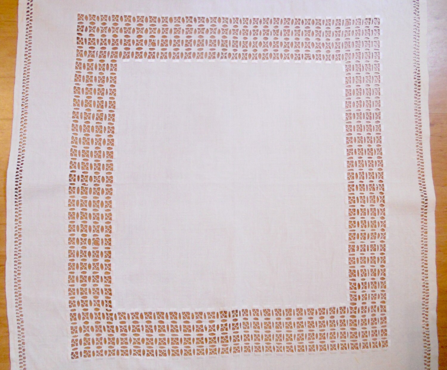 Vintage White Hand Embroidery Lace Tablecloth Centerpiece READY TO SHIP ...