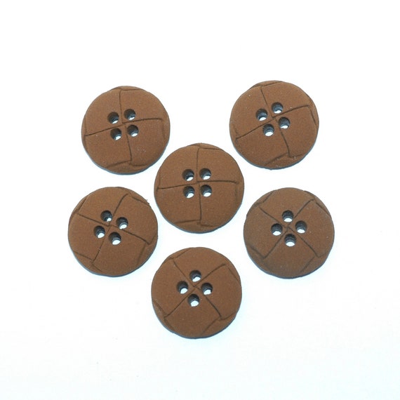 Juego de botones de cuero marrón sintético de 4 agujeros. | Etsy
