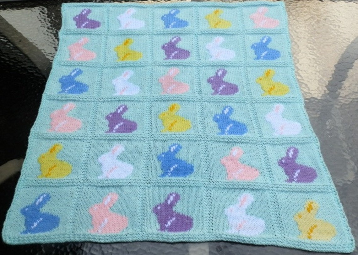 Child Blanket Knitting Pattern, Bunny Baby Blanket, Bunny Blanket ...