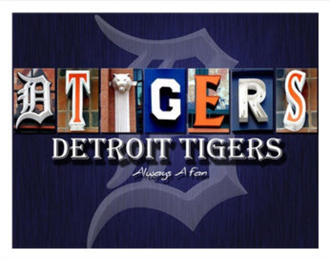 Detroit TIGERS Word Art Poster Board 11x14, 16x20, 20x30 Sizes ...
