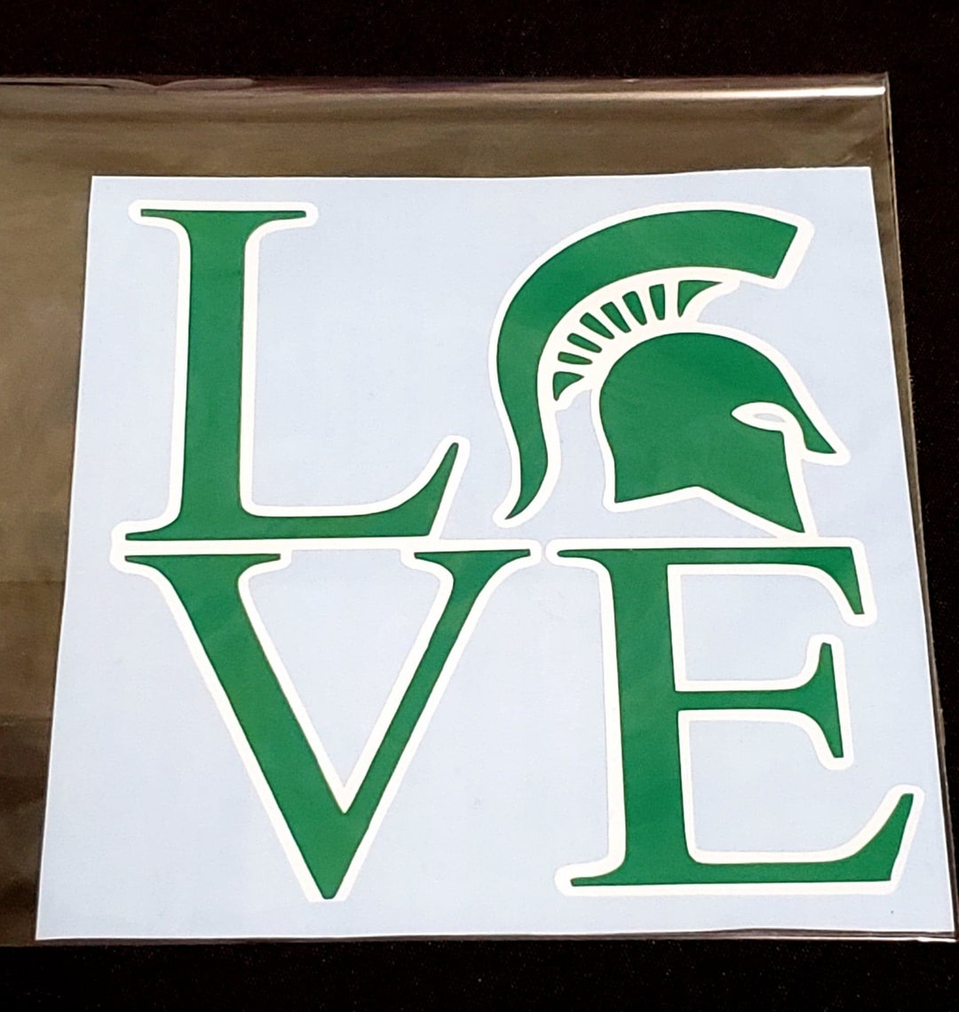 Love MSU Sparty Vinyl Decal, Oracle 651, Michigan State, Spartan, Green ...
