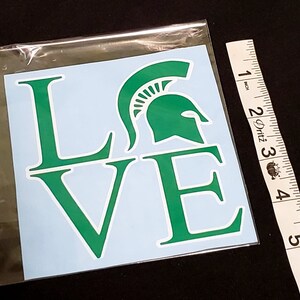 Love MSU Sparty Vinyl Decal, Oracle 651, Michigan State, Spartan, Green ...