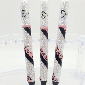 Pink Leopard & Black Swirl Pens, Injoy Gel Pen, Valentine's Day, Gift ...