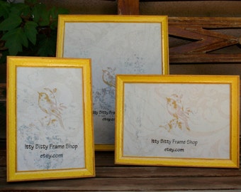 Rustic Wood Yellow Picture Frame 4x4 4x6 5x5 5x7 8x8 | Etsy