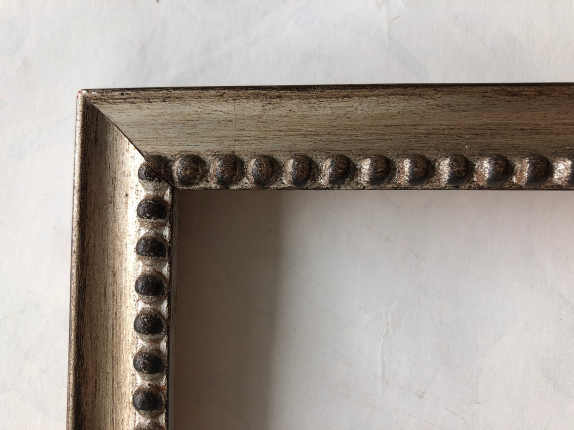 Distressed Silver Picture Frame W/bead Silver Wedding Frame - Etsy