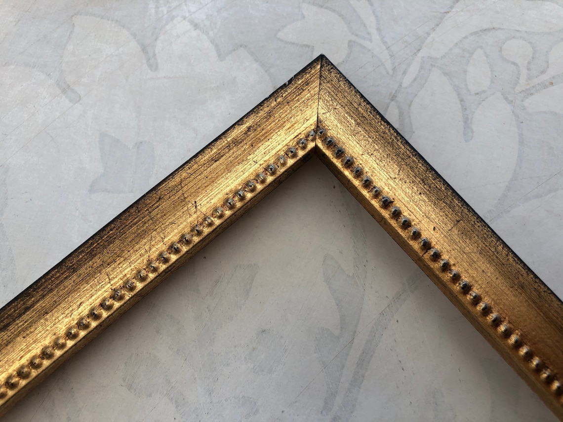 Distressed Rustic Gold Picture Frame w/Bead Custom Frame | Etsy
