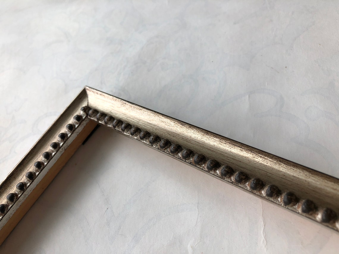 Distressed Silver Picture Frame W/bead Silver Wedding Frame - Etsy