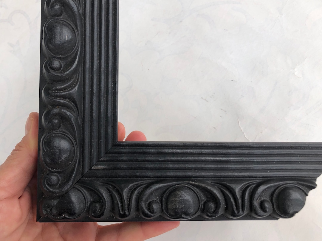 2" Ornate Satin Black Picture Frame, Carved Gothic Frame, A5 A4 A3 A1 ...