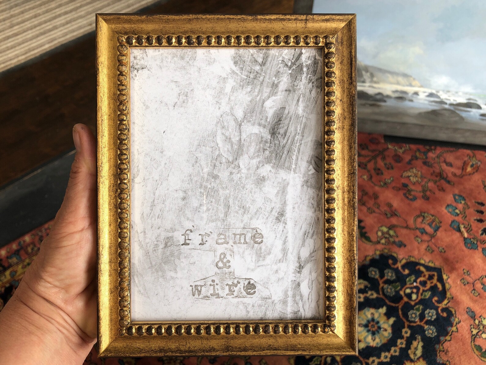 Distressed Gold Picture Frame W/bead Vintage Custom Sizes A4 A3 4x4 4x6 ...