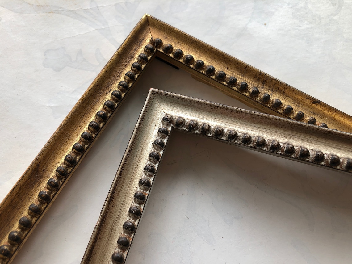 Distressed Silver Picture Frame W/bead Silver Wedding Frame - Etsy