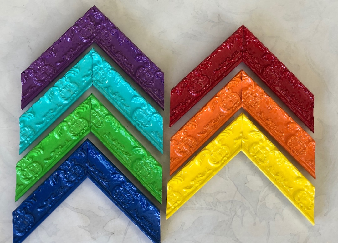 Brightly Colored Ornate Glossy Picture Frames-perfect for Colorful Wall ...