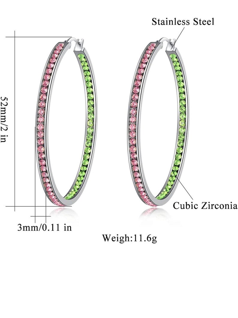 2-color Crystal Stainless Steel Hoop Earrings Hypoallergenic Jewelry 2 ...