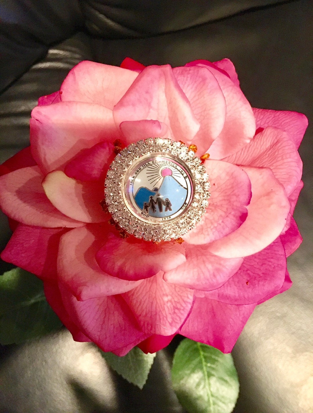 Real Touch Flower Brooch Pin, Rhinestone Lapel Pin With Logo, JJOA ...