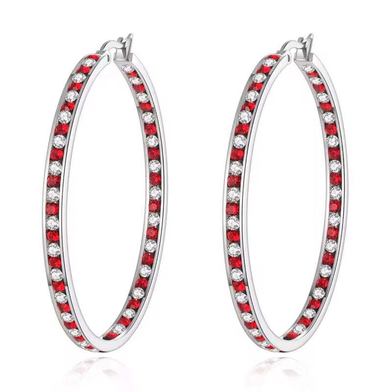 Red Hoop Bling Earrings - Etsy