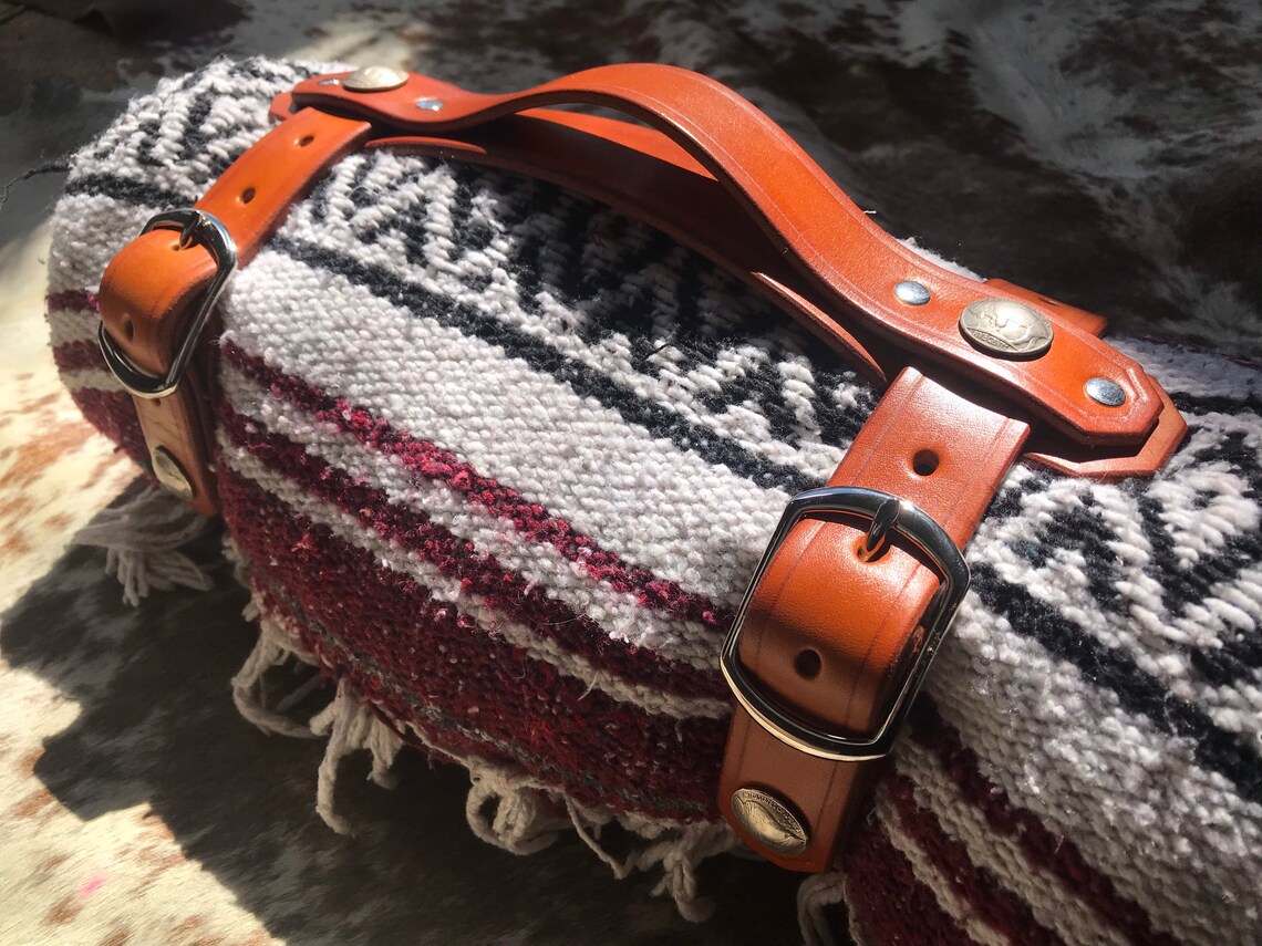 Genuine Leather BLANKET CARRIER With Arm Strap Yoga Mat - Etsy