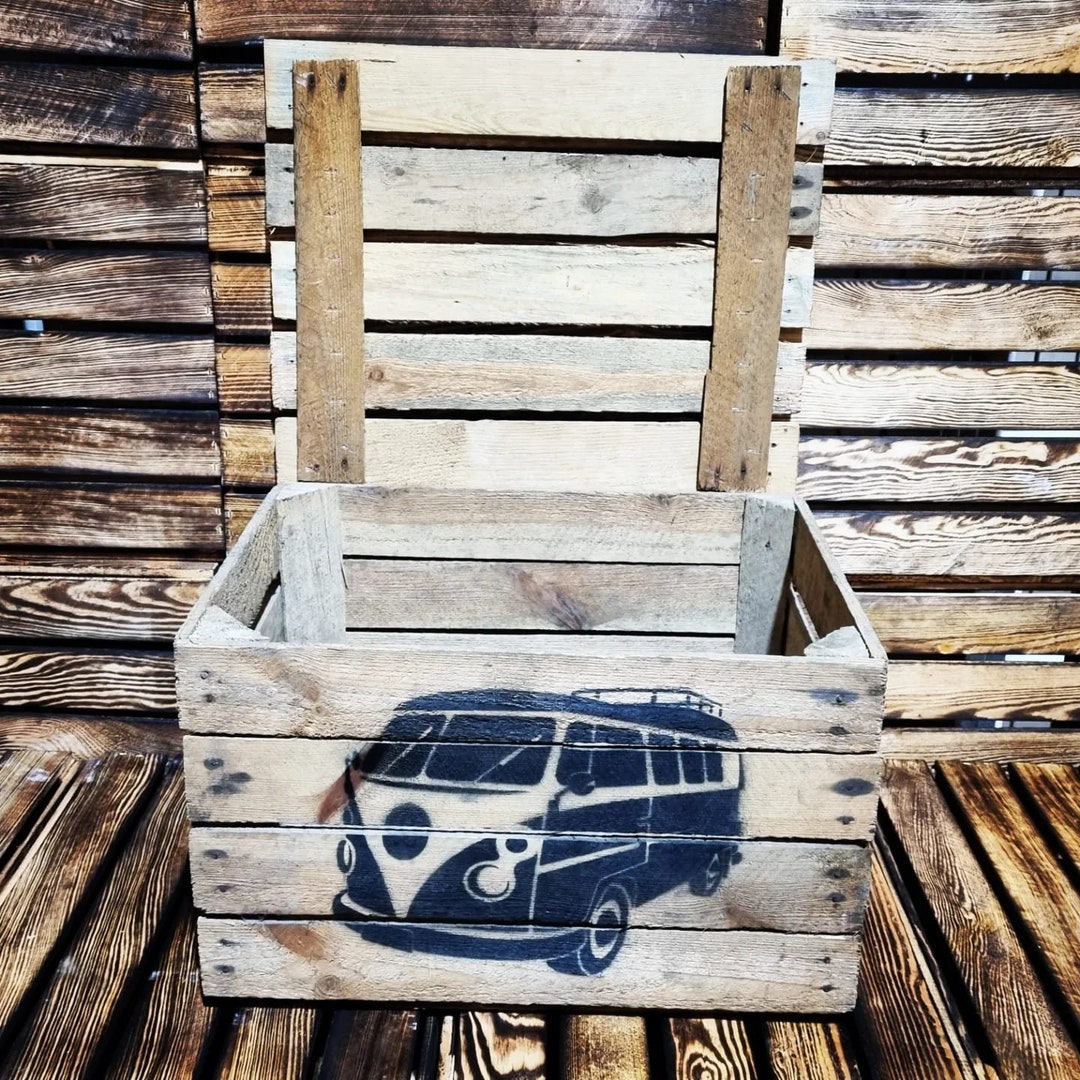 VW Camper VOLKSWAGON Rustic Apple Box Crate Trunk / Camping / Storage ...