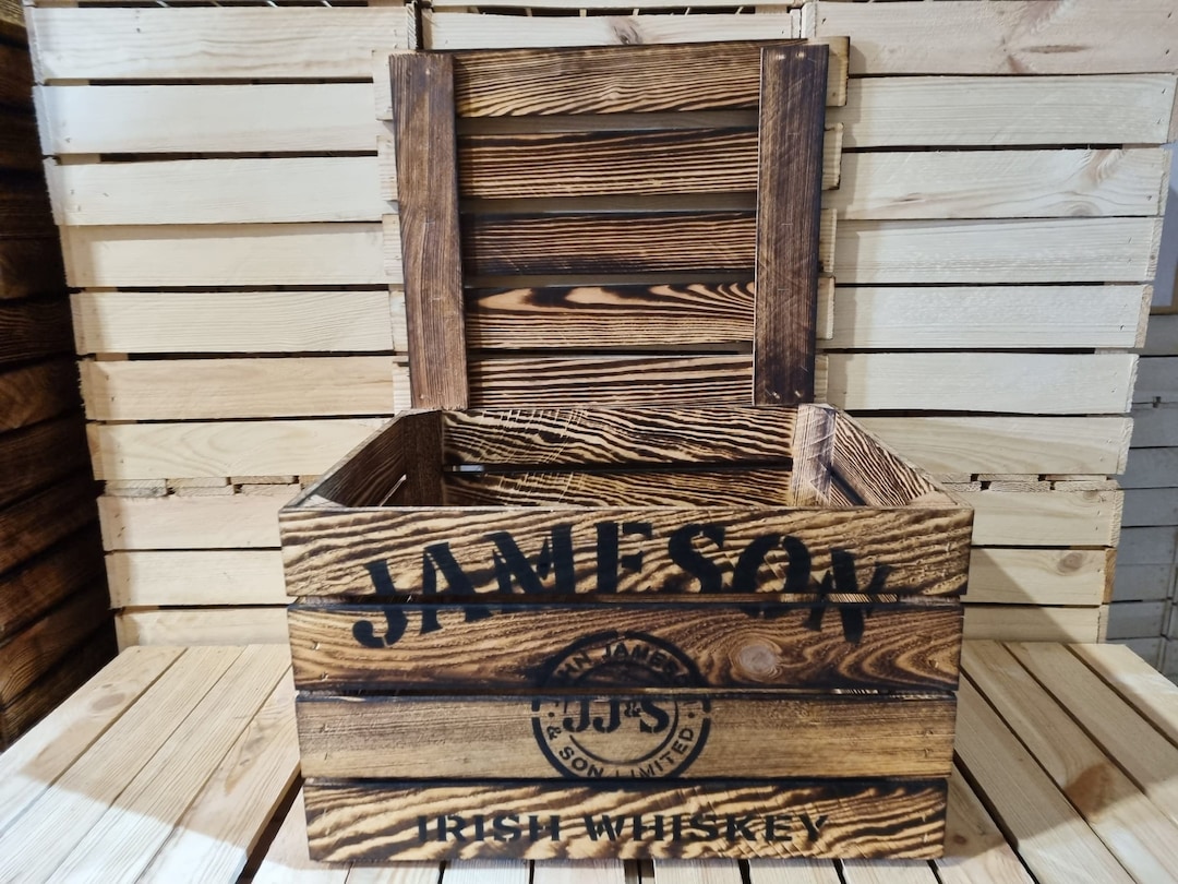 JAMESON IRISH WHISKY Branded Rustic Retro Wood Apple Crate Storage Box ...